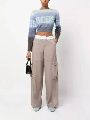 Gcds Intarsia-knit Logo Cropped Jumper