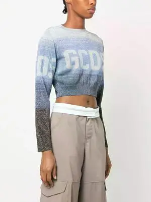 Gcds Intarsia-knit Logo Cropped Jumper