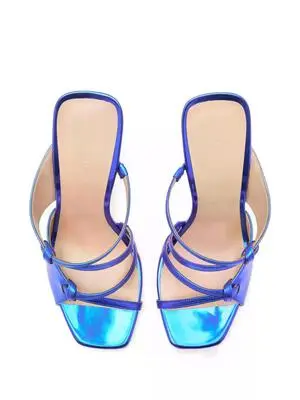 SCAROSSO Zoe 100mm Leather Mules - Blue