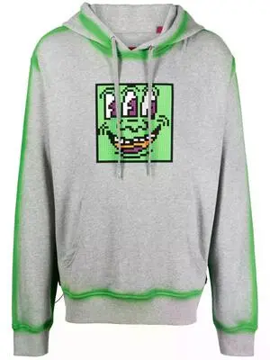 MOSTLY HEARD RARELY SEEN 8-BIT Triple The Eyes Graphic-print Cotton Hoodie - Grey