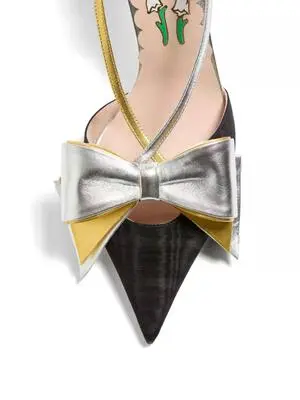 Valentino Garavani Moirè Fabric Slingback Pumps With Bow Detailing
