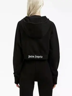 Palm Angels Cropped Cotton Logo Strap Sweatshirt