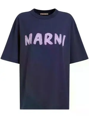 Marni Logo-print Cotton T-shirt - Blue