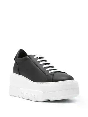 Casadei Nexus Leather Wedge Sneakers - Black