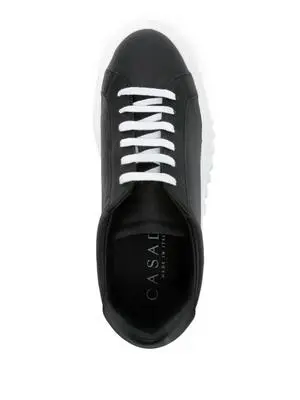 Casadei Nexus Leather Wedge Sneakers - Black