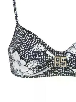 AMIR SLAMA Logo-plaque Floral-print Bikini