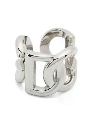 Dolce & Gabbana Logo-plaque Engraved Ring - Silver