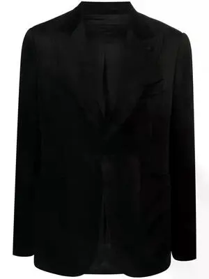 LARDINI Brooch-detail Single-breasted Blazer - Black