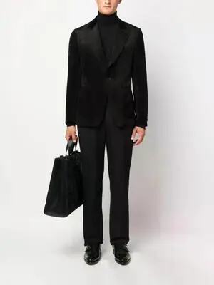 LARDINI Brooch-detail Single-breasted Blazer - Black