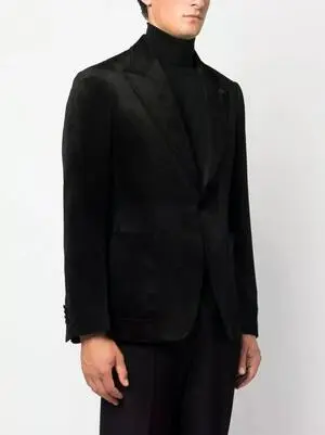 LARDINI Brooch-detail Single-breasted Blazer - Black