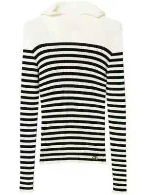 TWINSET Striped Ribbed Knit Jumper - Black