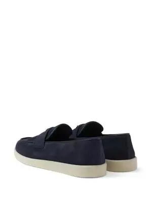 Prada Suede Loafers With Enameled Triangle Logo