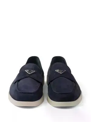 Prada Suede Loafers With Enameled Triangle Logo