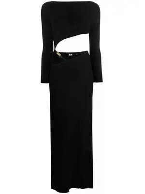 Gcds Asymmetric Ribbed-knit Dress - Black