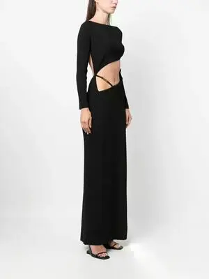 Gcds Asymmetric Ribbed-knit Dress - Black