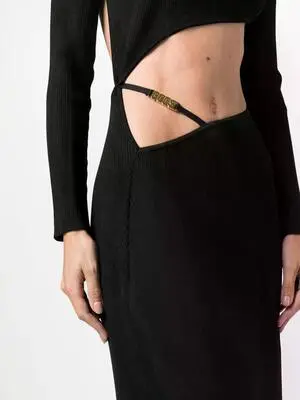 Gcds Asymmetric Ribbed-knit Dress - Black