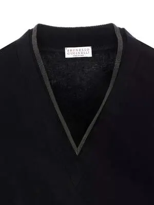 Brunello Cucinelli Stretch-cotton Top With Monili Detail - Black