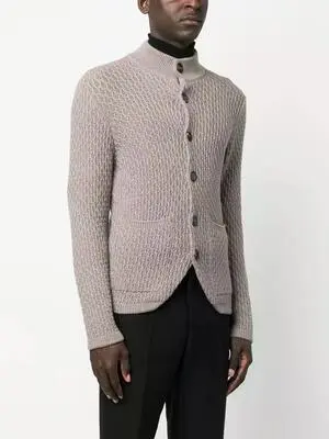 Canali Textured-knit Merino Wool Cardigan