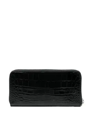 Philipp Plein Crocodile-embossed Leather Purse - Black
