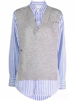 MAISON MARGIELA Spliced Knit-detail Shirt