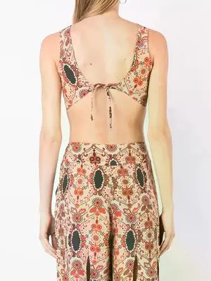 AMIR SLAMA Floral-print Cropped Top