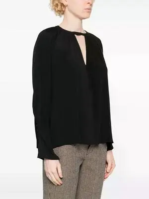 Pinko Chiffon Crepe Gathered Blouse