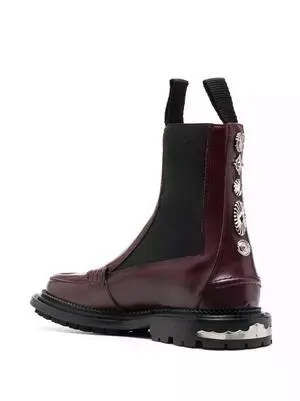 Toga Stud-embellished Leather Ankle Boots