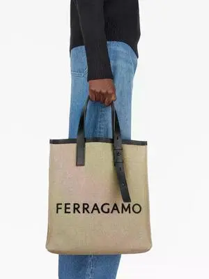 FERRAGAMO Embossed-logo Leather Tote Bag