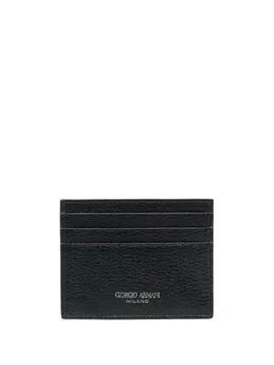 Giorgio Armani Grained-textured Leather Card Holder - Black