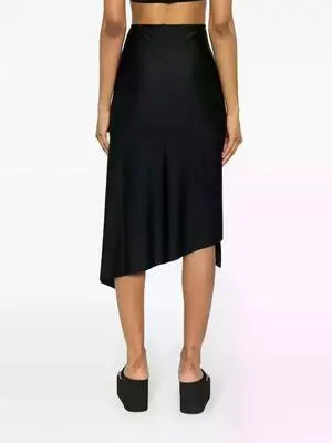 Coperni Asymmetric Floral Appliqué Midi Skirt - Black