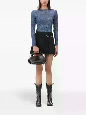 GANNI Printed Mesh Top