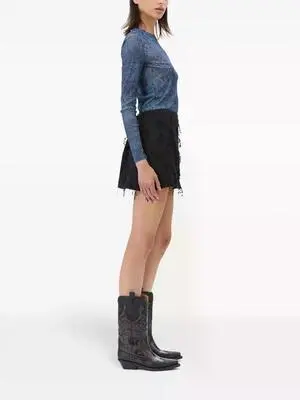 GANNI Printed Mesh Top