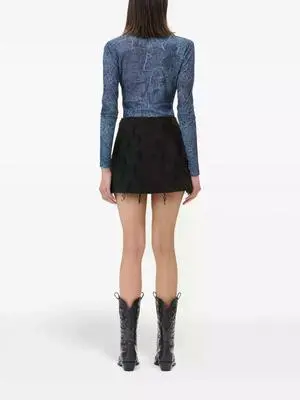 GANNI Printed Mesh Top