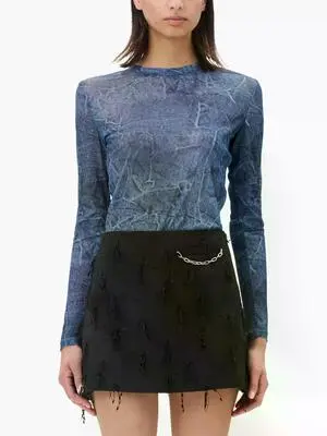 GANNI Printed Mesh Top