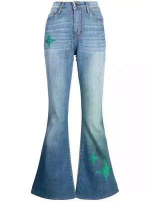 MADISON MAISON Star-print High-rise Flared Jeans - Blue