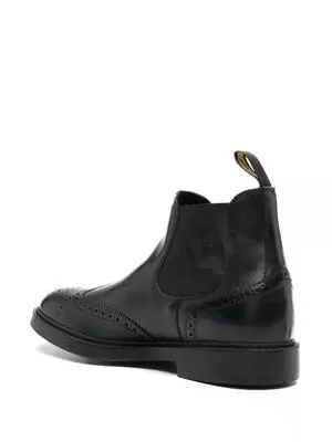 DOUCAL'S Perforated Leather Ankle Boots - Black