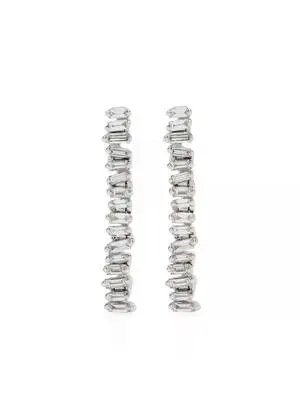 SUZANNE KALAN 18kt White Gold Linear Baby Tennis Diamond Earrings - Silver