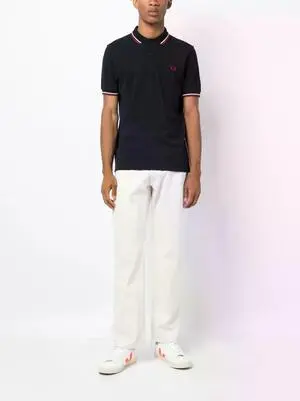Fred Perry Contrast-trim Cotton Polo Shirt - Blue