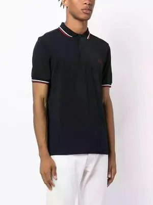 Fred Perry Contrast-trim Cotton Polo Shirt - Blue