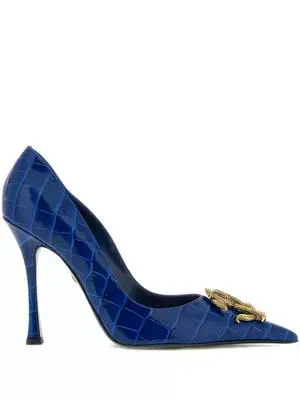 Roberto Cavalli Leather Pumps With Logo Plaque
