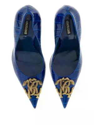 Roberto Cavalli Leather Pumps With Logo Plaque