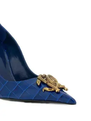 Roberto Cavalli Leather Pumps With Logo Plaque