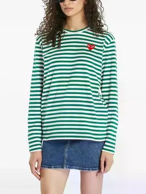 Play Comme Des Garcon Logo-patch Cotton T-shirt - Green