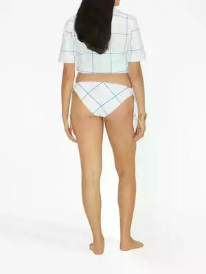 Burberry Checked Cropped Cotton Shirt - White