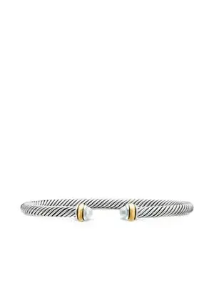David Yurman 18kt Yellow Gold And Sterling Classic Cable Bracelet - Silver
