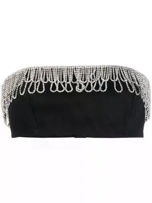 ROTATE BY BIRGER CHRISTENSEN Crystal-embellished Bandeau Top - Black