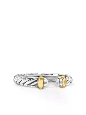 David Yurman 14kt Yellow Gold And Sterling Petite Cable Ring - Silver