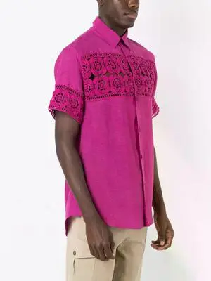 AMIR SLAMA Crochet-panel Short-sleeved Shirt