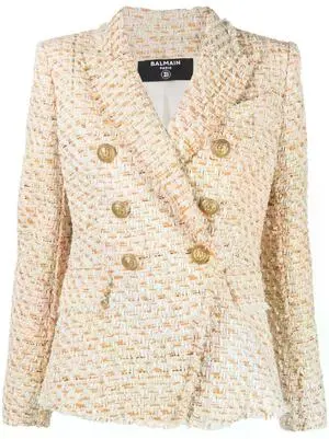 Balmain Double-breasted Tweed Blazer - Neutrals