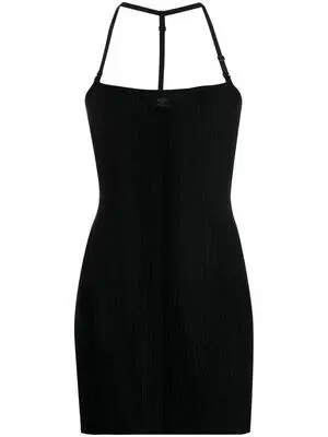 COURREGES Logo-patch Ribbed-knit Minidress